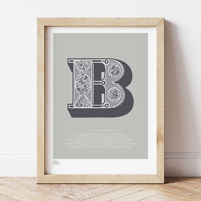 'Letter B' Illustrated Art Print in Putty – Bold & Noble
