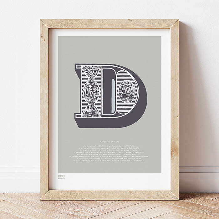 'Letter D' Illustrated Art Print in Putty – Bold & Noble