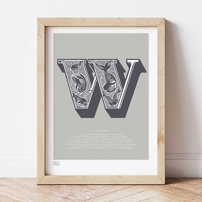 'Letter W' Illustrated Art Print in Putty – Bold & Noble