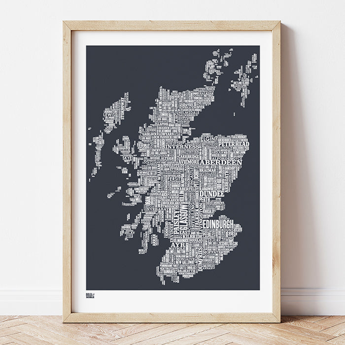 'Scotland' Type Map Print in Sheer Slate – Bold & Noble