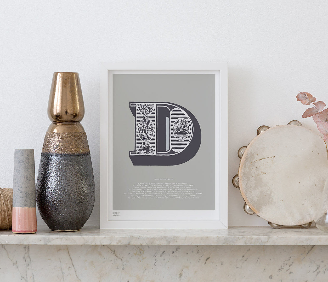 'Letter D' Illustrated Art Print in Putty – Bold & Noble