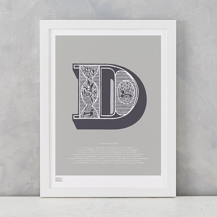 'Letter D' Illustrated Art Print in Putty – Bold & Noble