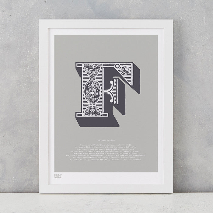 'Letter F' Illustrated Art Print in Putty – Bold & Noble