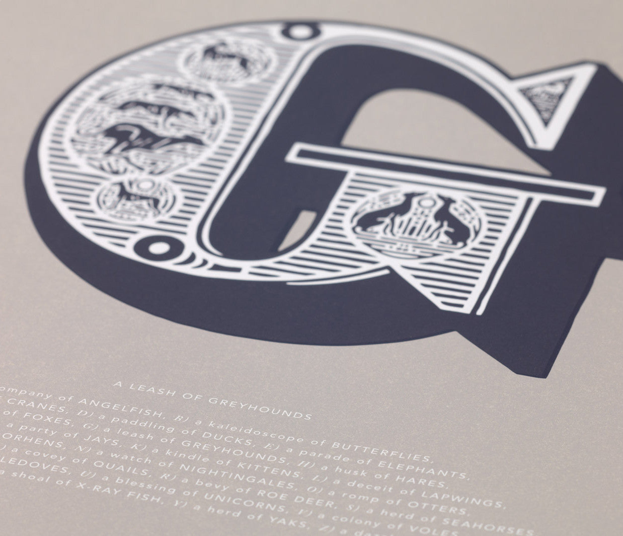 'Letter G' Illustrated Art Print in Putty – Bold & Noble