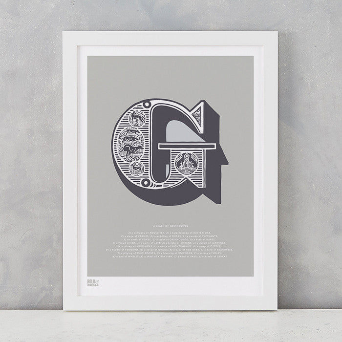 'Letter G' Illustrated Art Print in Putty – Bold & Noble