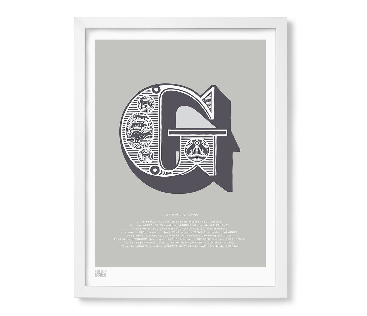 'Letter G' Illustrated Art Print in Putty – Bold & Noble