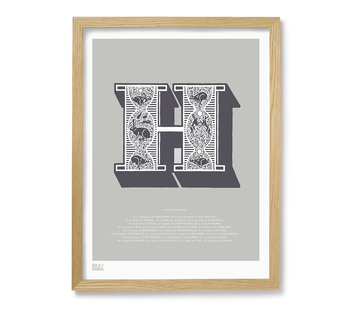 'Letter H' Illustrated Art Print in Putty – Bold & Noble