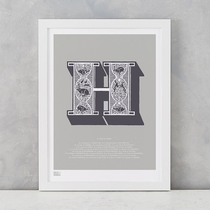 'Letter H' Illustrated Art Print in Putty – Bold & Noble