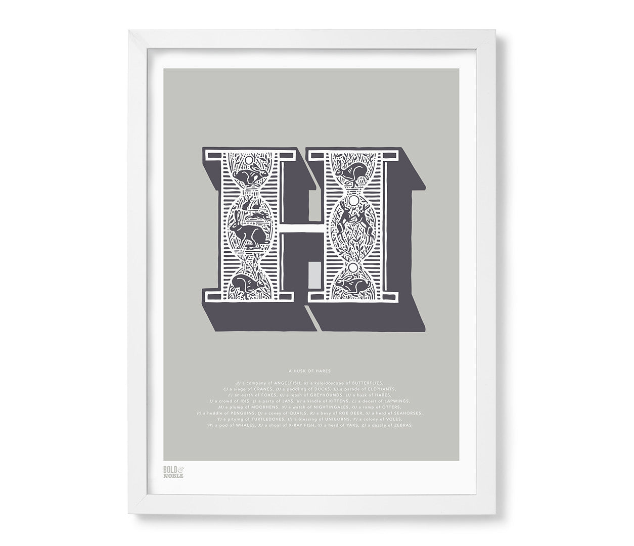 'Letter H' Illustrated Art Print in Putty – Bold & Noble