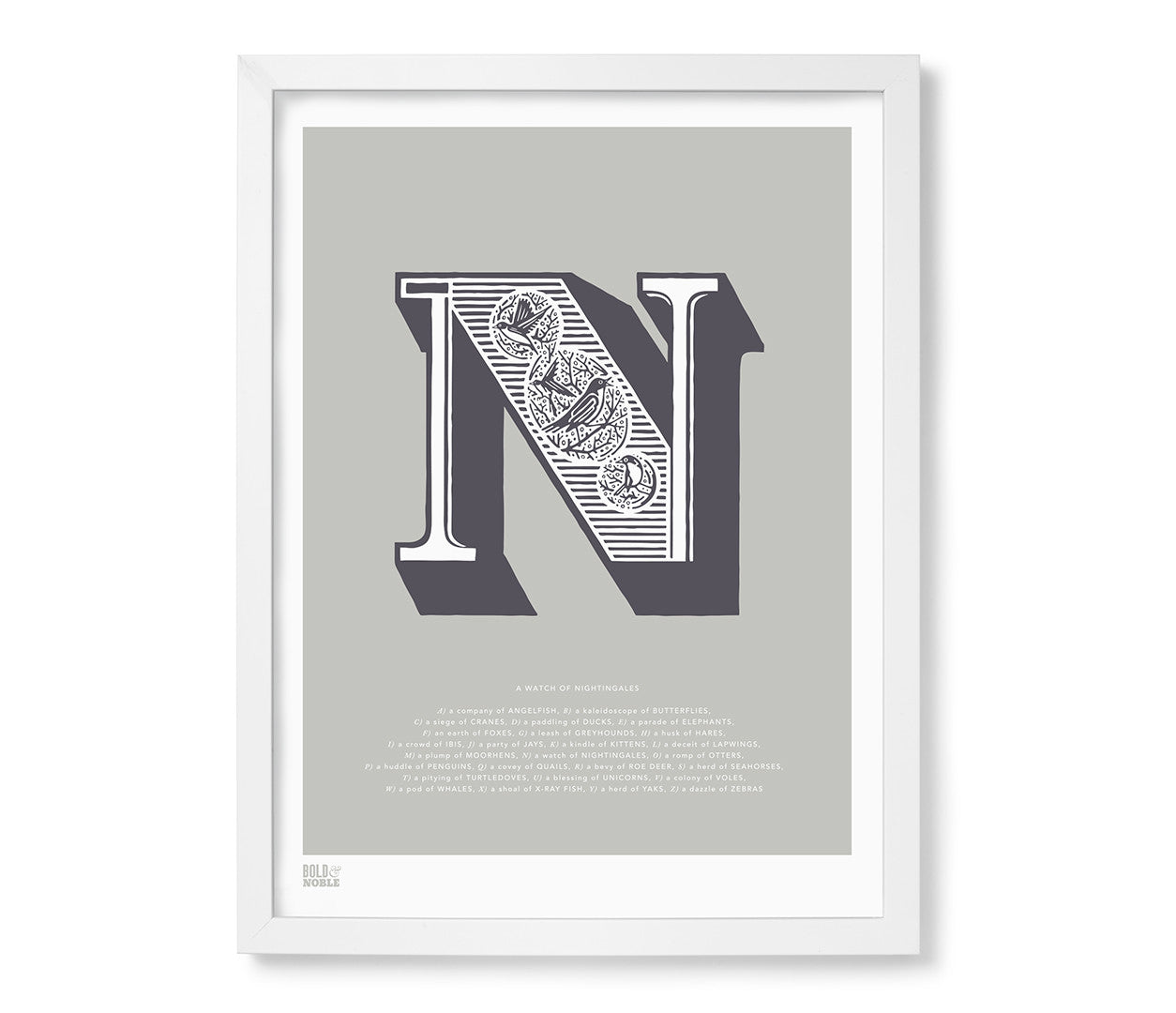 'Letter N' Illustrated Art Print in Putty – Bold & Noble