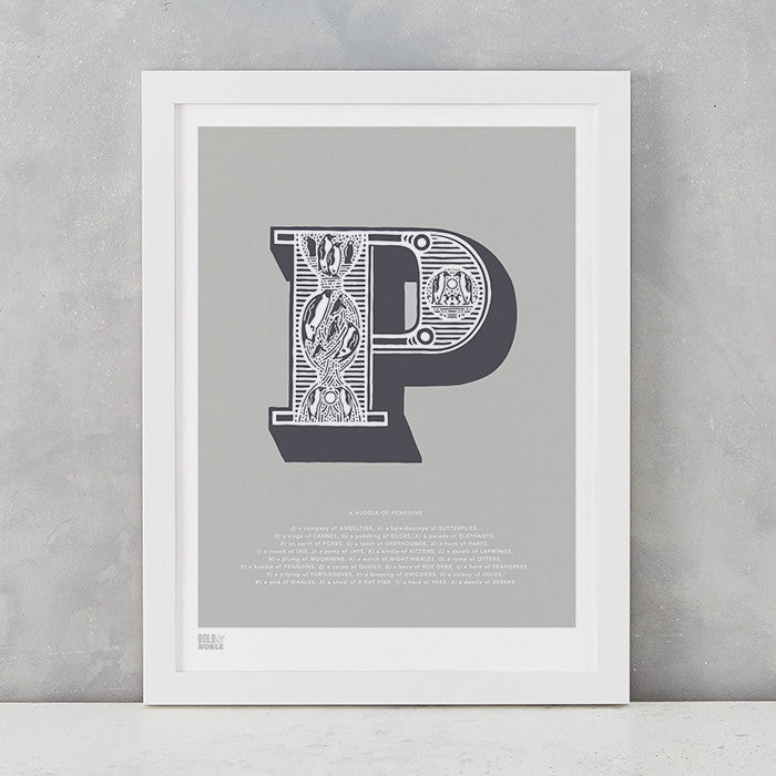 'Letter P' Illustrated Art Print in Putty – Bold & Noble