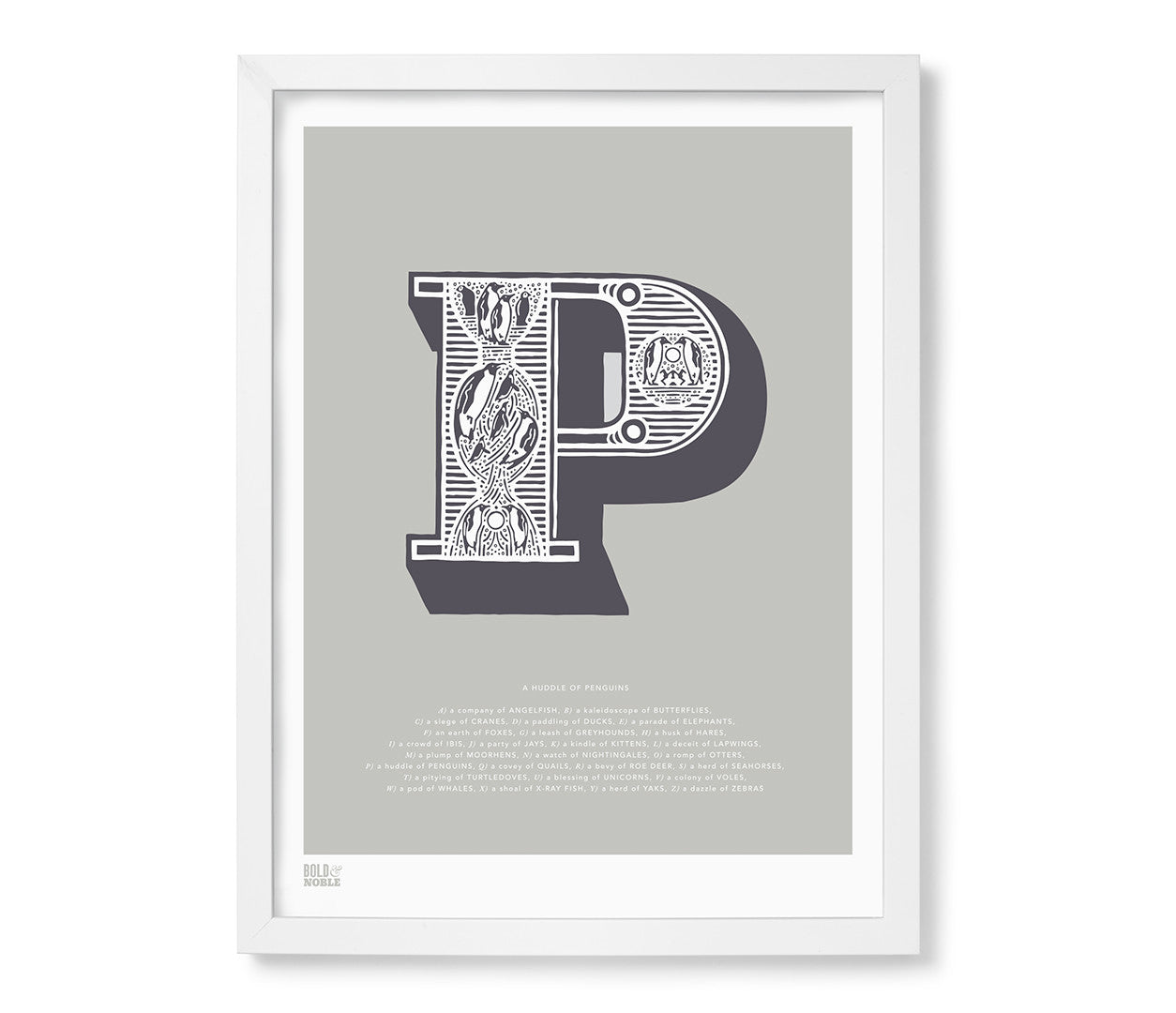 'Letter P' Illustrated Art Print in Putty – Bold & Noble