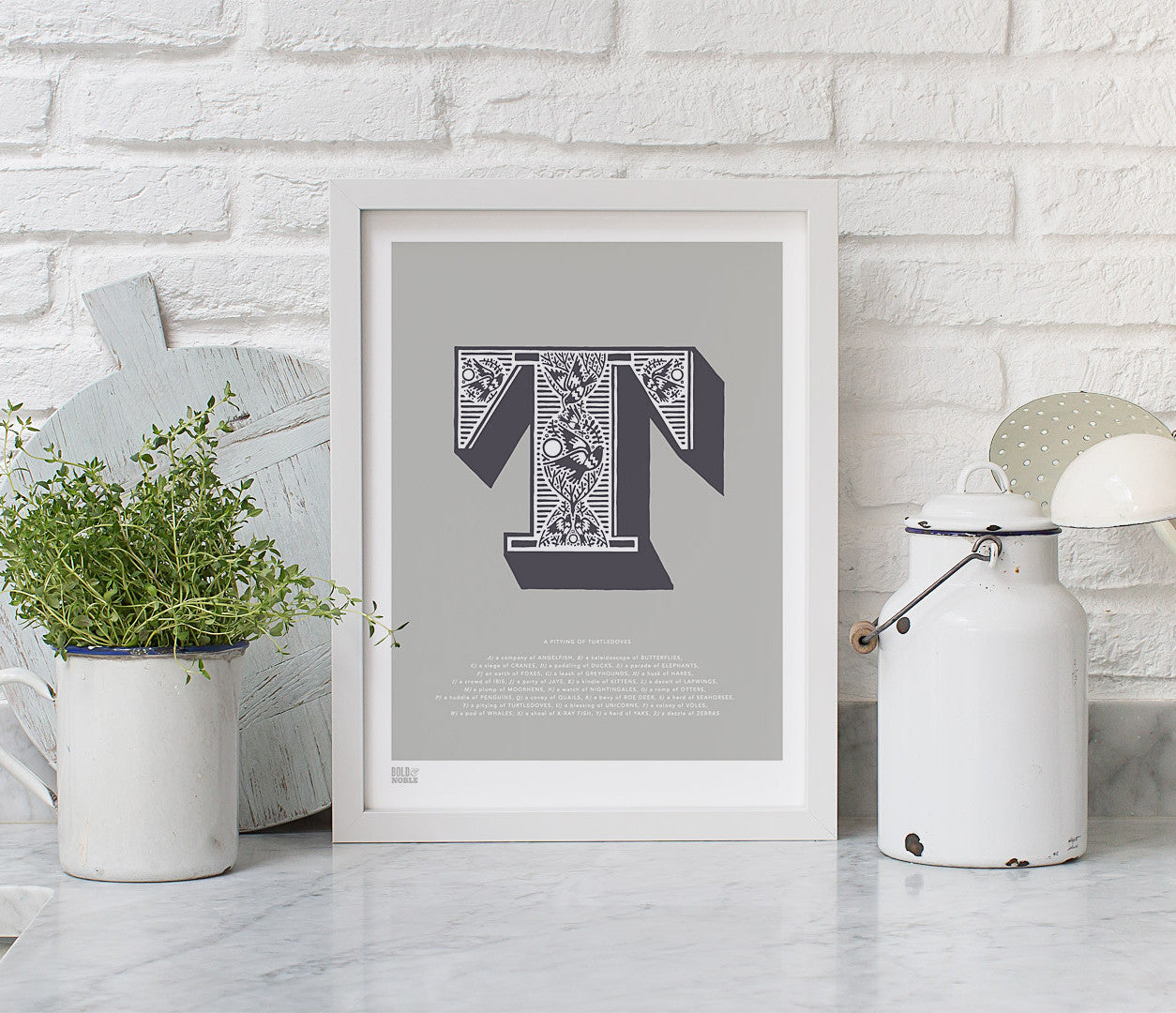 'Letter T' Illustrated Art Print in Putty – Bold & Noble