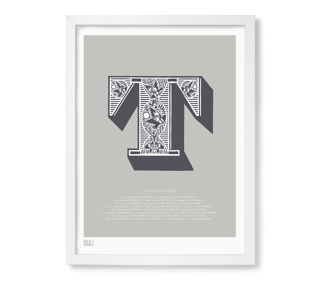 'Letter T' Illustrated Art Print in Putty – Bold & Noble