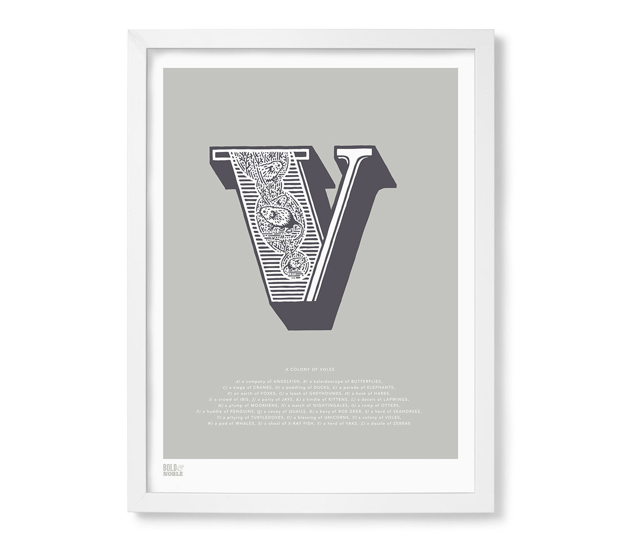'Letter V' Illustrated Art Print in Putty – Bold & Noble
