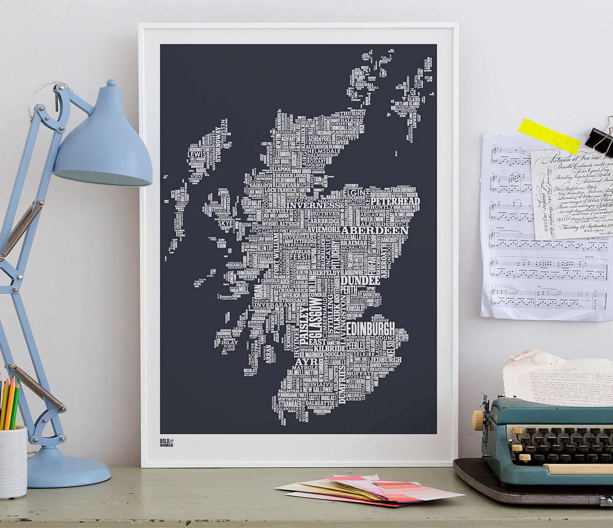 'Scotland' Type Map Print in Sheer Slate – Bold & Noble