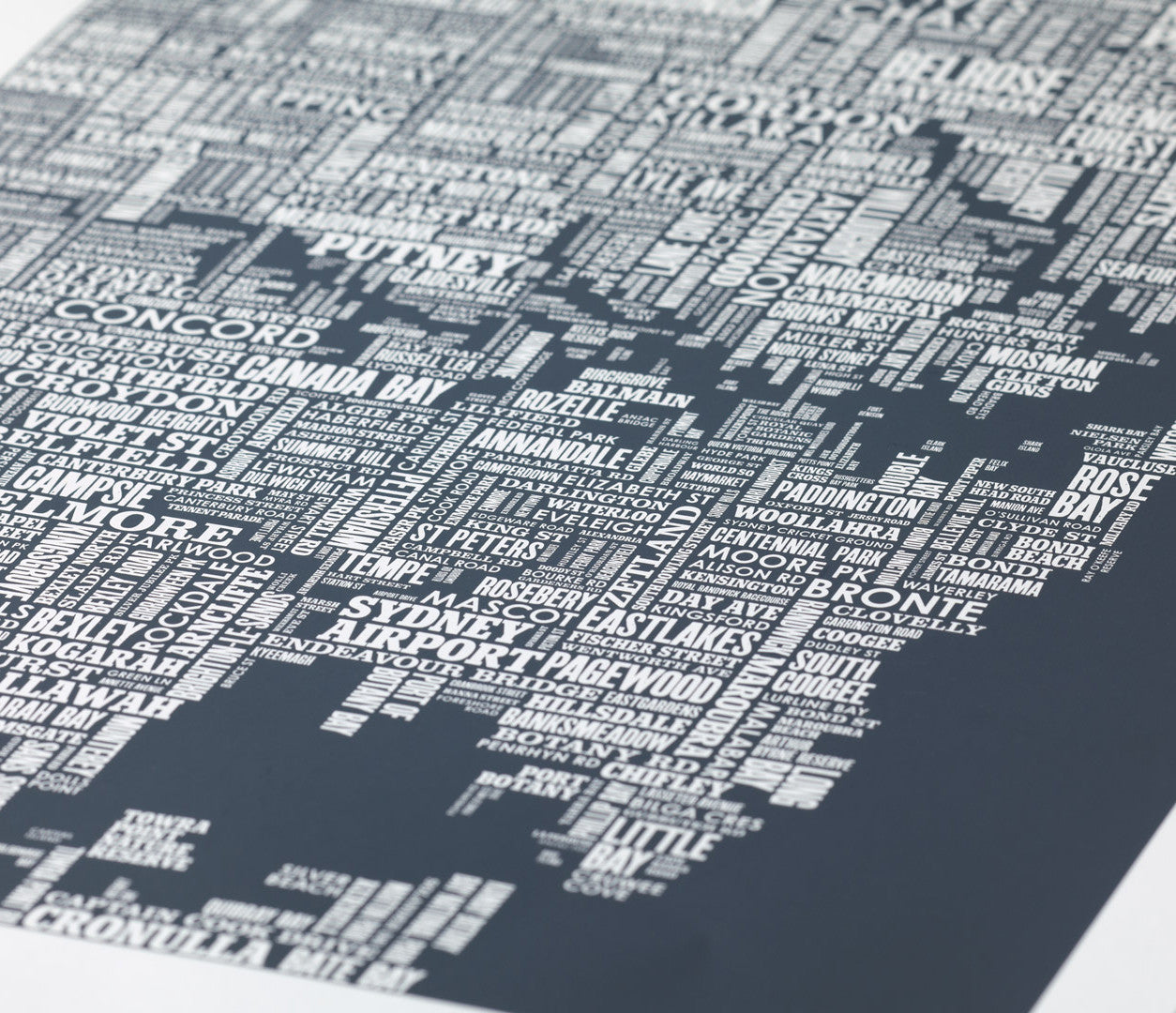 'Sydney' Type Map Print in Sheer Slate – Bold & Noble