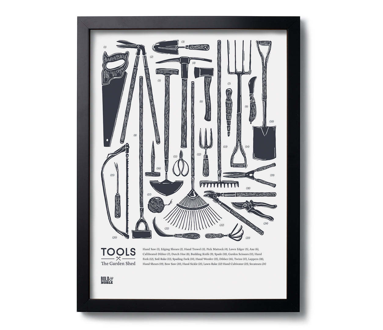 'Tools' The Garden Shed Print in Sheer Slate – Bold & Noble