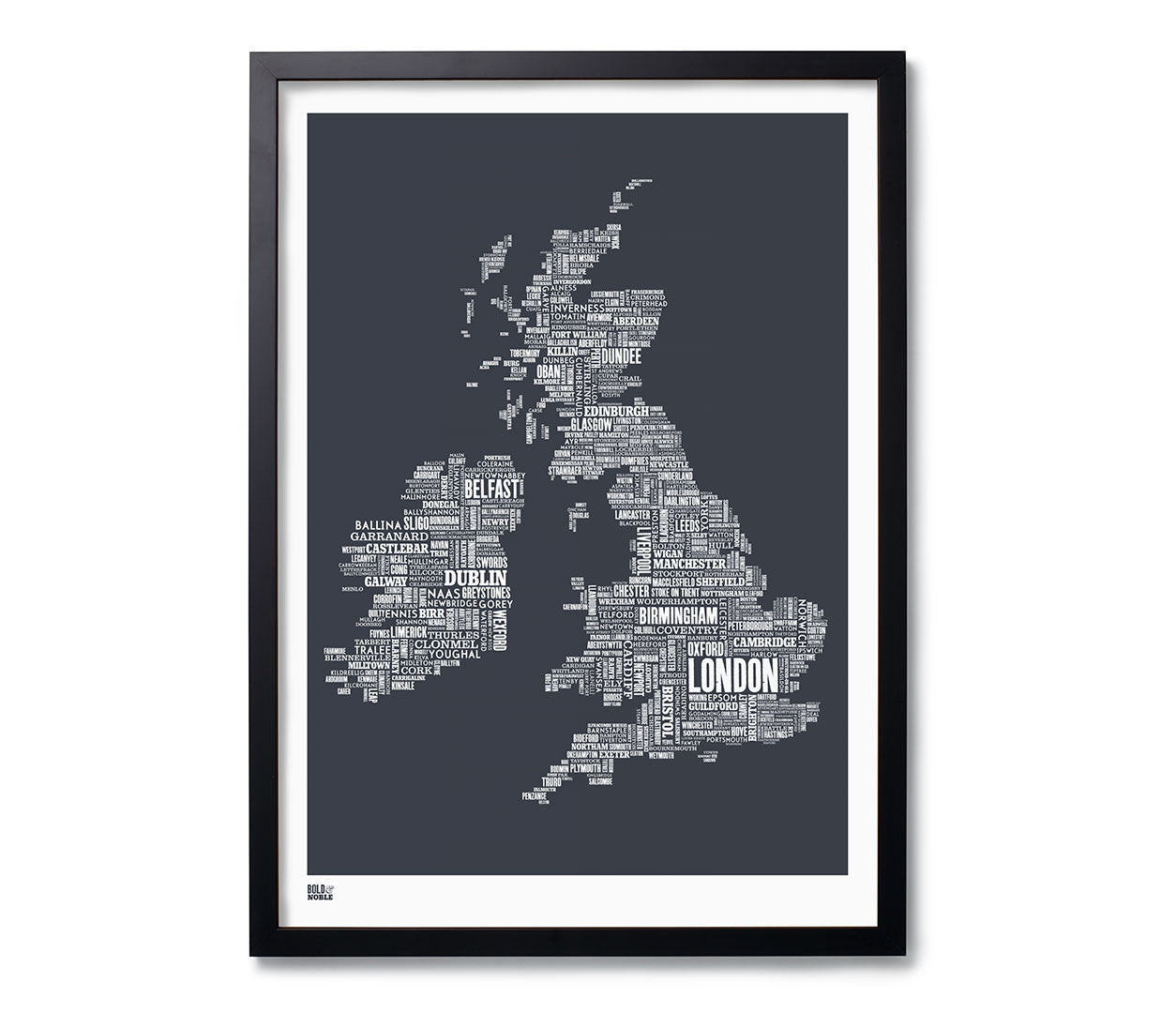 'UK and Ireland' Type Map Print in Sheer Slate – Bold & Noble